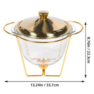 YARDWE Round Chafing Dish Buffet Set: Chafing Dish Round Buffet Warmer Chafer Set Glass Food Pan Water Pan Fuel Holders for Buffet Wedding Parties Banquet Catering Events