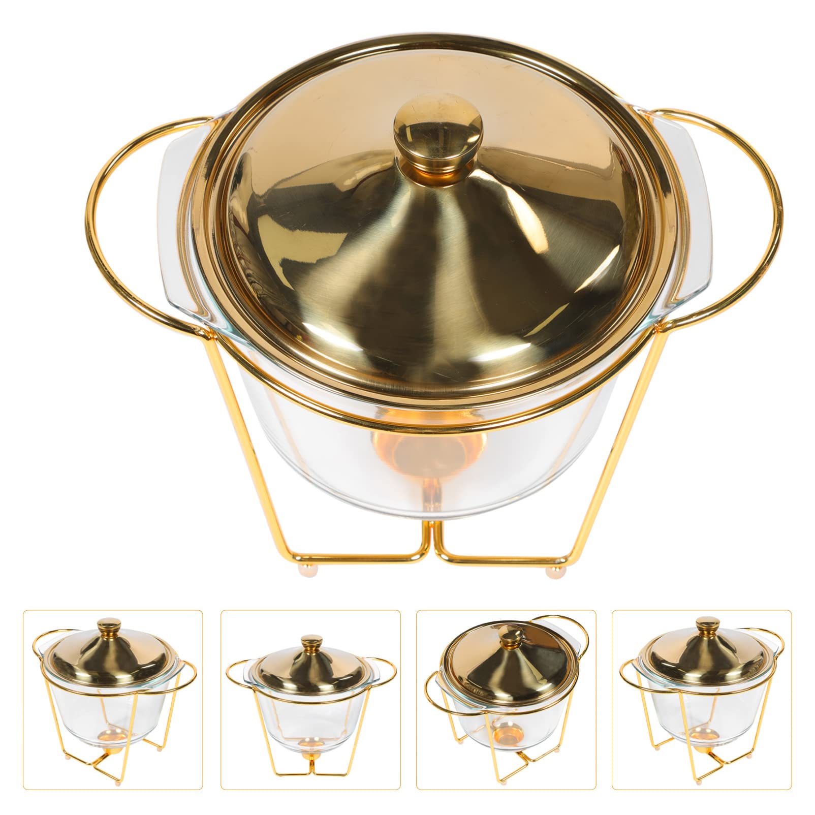 YARDWE Round Chafing Dish Buffet Set: Chafing Dish Round Buffet Warmer Chafer Set Glass Food Pan Water Pan Fuel Holders for Buffet Wedding Parties Banquet Catering Events