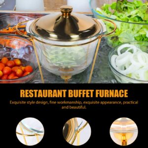 YARDWE Round Chafing Dish Buffet Set: Chafing Dish Round Buffet Warmer Chafer Set Glass Food Pan Water Pan Fuel Holders for Buffet Wedding Parties Banquet Catering Events