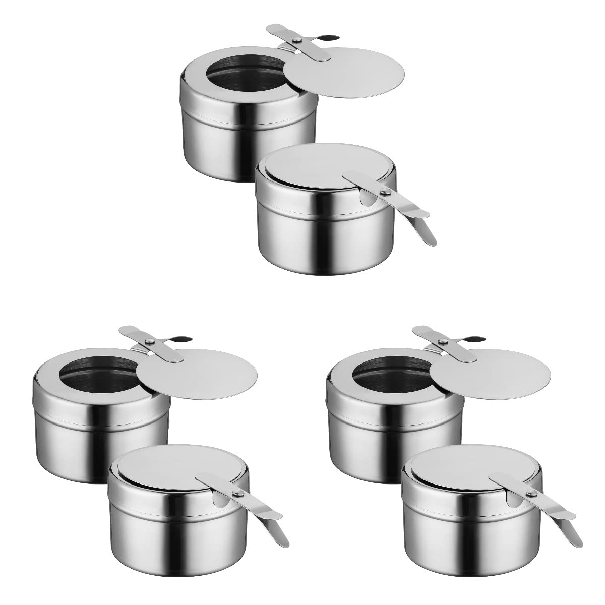 Angoily 6PCS Fuel Holder for Chafer, Stainless Steel Chafing Fuel Holder with Cover for Chafing Dishes, Buffet Barbecue Party Events