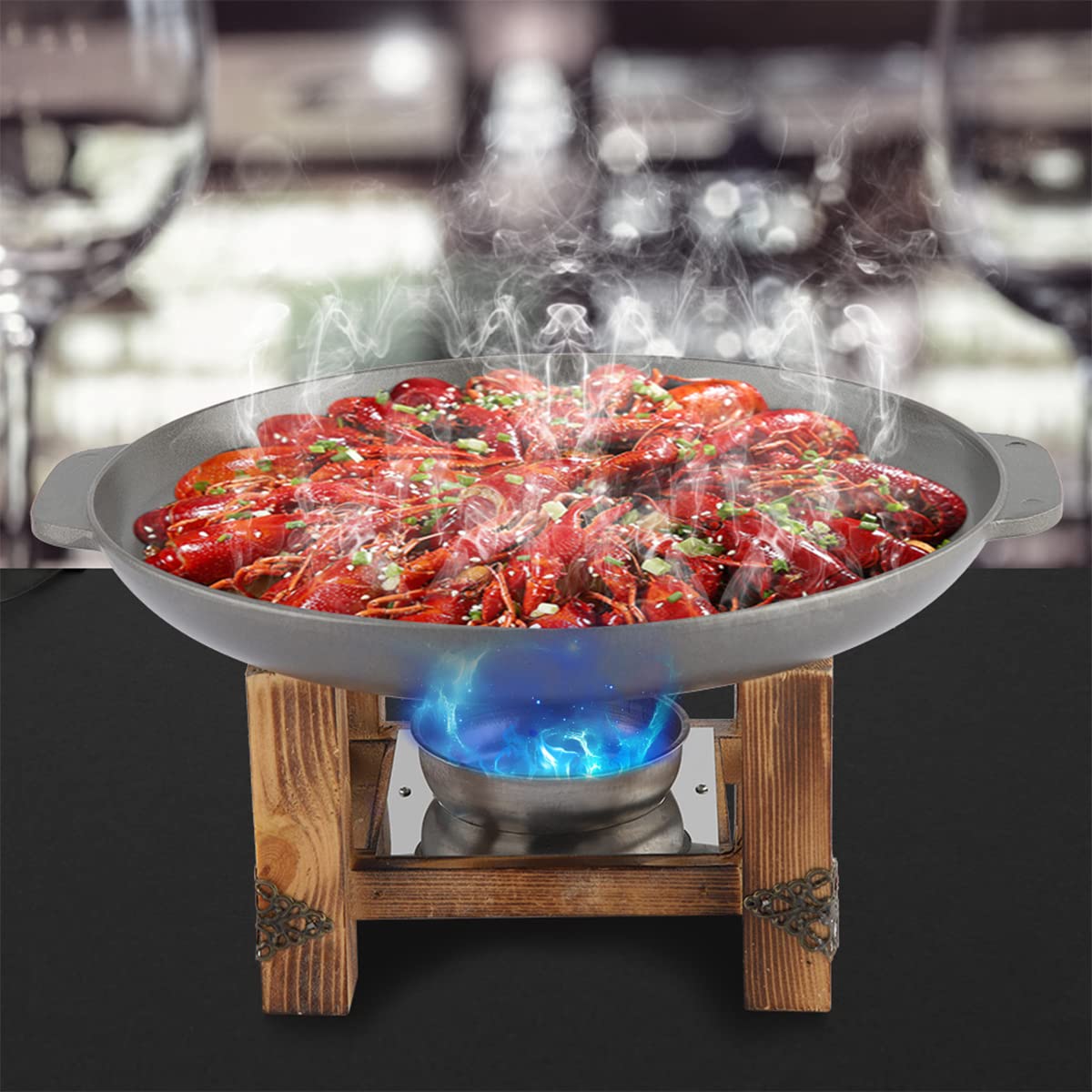 Non Stick Grill Plate Barbecue Alcohol Oven Stov Skewers Chafing Dish Party Buffet Pan for Barbecue, Camping, Party