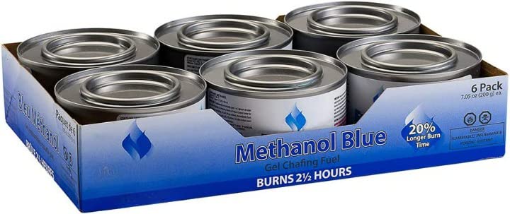 EcoQuality Chafing Dish Fuel Cans - 2.5 Hour Burn Time Methanol Blue Gel Burner Cans 7oz - Food Warmer for Chafing Dish Buffet Set - Liquid Safe Cooking Fuel - Canned Heat Fondue Fuel (72 PACK)