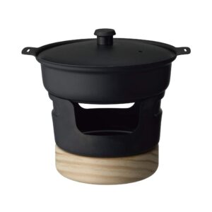 doshisha live iron pot, mini, 16.1 fl oz (470 ml), solid fuel, black, recipes included