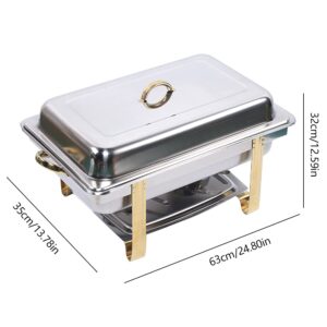 9L Chafing Dish Buffet Set, Rectangle Stainless Steel Foldable Chafers and Buffet Warmers Sets w/Food and Water Trays,Cover, Thick Stand Frame, for Catering Party Event Serving