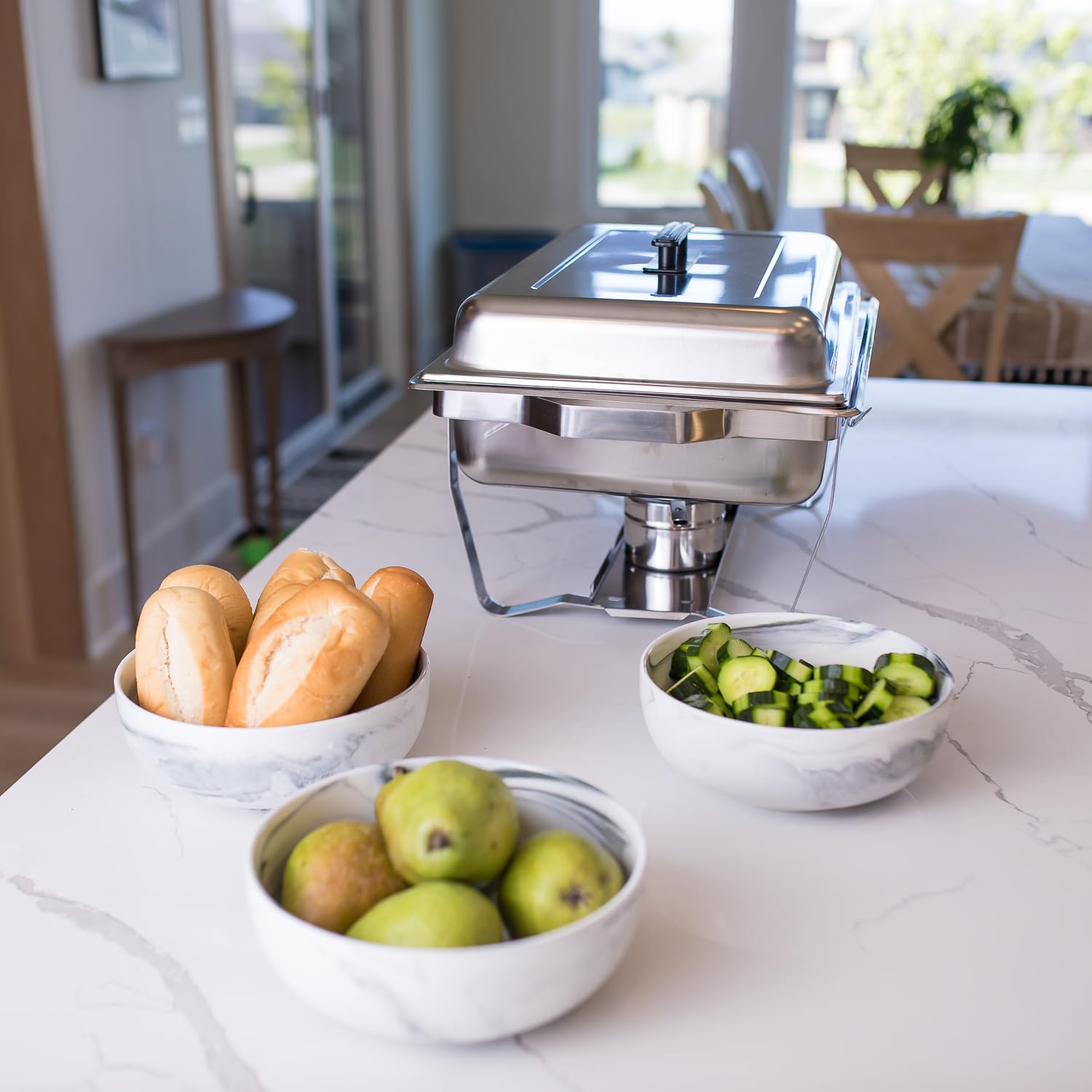 Chafing Dish - Stainless Steel Food Warmer - Foldable Frame Food Pan Fuel Holder and Lid for Parties - Weddings - Breakfast Items and Catering Events