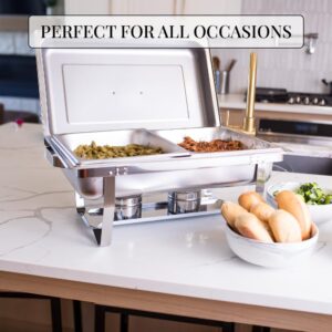 Chafing Dish - Stainless Steel Food Warmer - Foldable Frame Food Pan Fuel Holder and Lid for Parties - Weddings - Breakfast Items and Catering Events