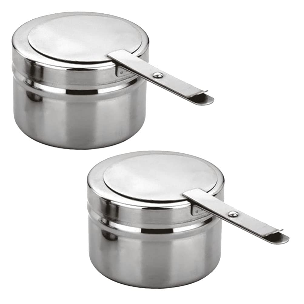 SOIMISS 2pcs Buffet Warmer Fuel Chafer Cover Holder Fuel Holder with Cover Fuel Dish Burner Buffet Fuel Cans Steel Round Fuel Holder Canned Heat Holder Stainless Steel Kitchenware Solid