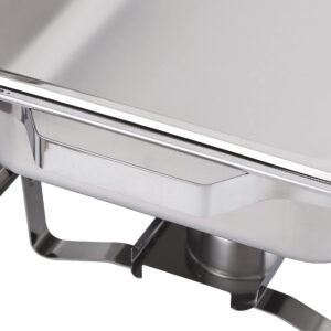 Oteymart Pack of 6 Chafing Dish Buffet Server Warming Tray Chafer Full Size Stainless Rectangular Dish Set Buffet Catering Party Events Utensils w/Fuel Holder Deep Food Pan