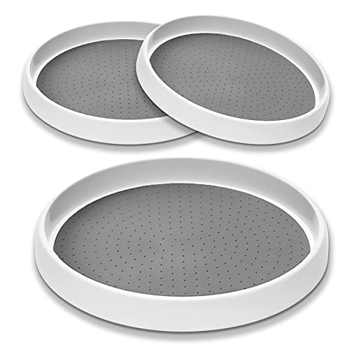 EVERQUEIN Lazy Susan Organizer, Lazy Susan Turntable for Cabinet Kitchen Pantry Refrigerator Bathroom Makeup Vanity Countertop, Non-Skid Spice Rack, Plastic (3 Pack, 10 Inch)