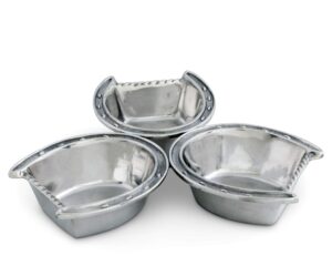 arthur court designs aluminum lucky horseshoe 3-bowl bowls set server 10.5 inch diameter 1.5 inch tall