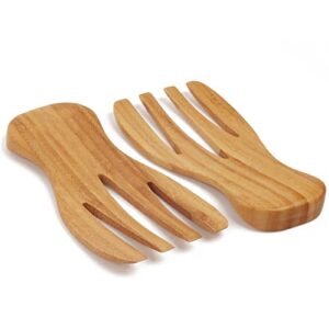 salad servers bamboo serving tosser server claws wooden server claws stylish design best for serving salad, pasta, fruit on your kitchen counter pack of 2