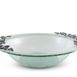 Arthur Court Designs Butterfly Pattern Glass and Aluminum Salad Bowl 16 Inch Diameter