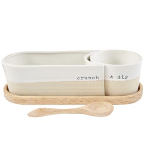 mud pie farm sectioned server set; assembled 4" x 9 1/2" | spoon 5", cream