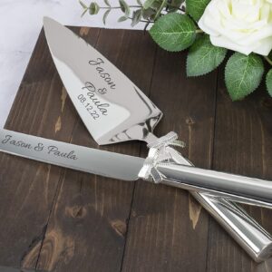 Kate Spade Bridal Grace Ave Personalized Wedding Cake Knife and Server Set, Custom Engraved Wedding Cake Cutting Set, Gifts and Accessories for Bride and Groom