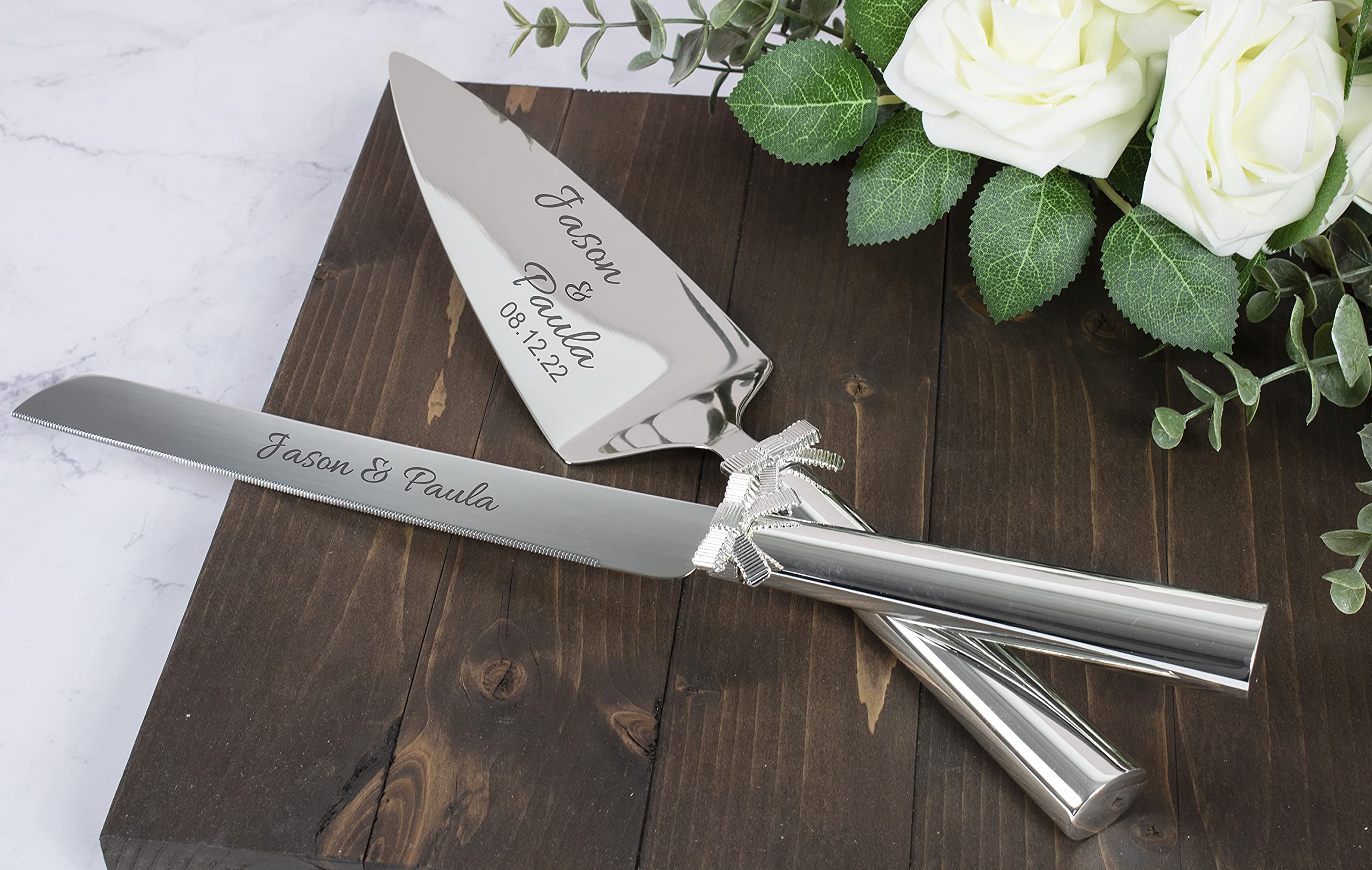 Kate Spade Bridal Grace Ave Personalized Wedding Cake Knife and Server Set, Custom Engraved Wedding Cake Cutting Set, Gifts and Accessories for Bride and Groom