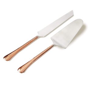 elegance cake server set, 11 inch, copper/silver