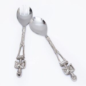 Skeleton Hands Salad Server Tongs, Fork & Spoon Set by Gute - Skull Gothic Flatware, Goth Gifts, Skull Spooky Gift Set, Serveware Home Decor Stainless Steel Polished