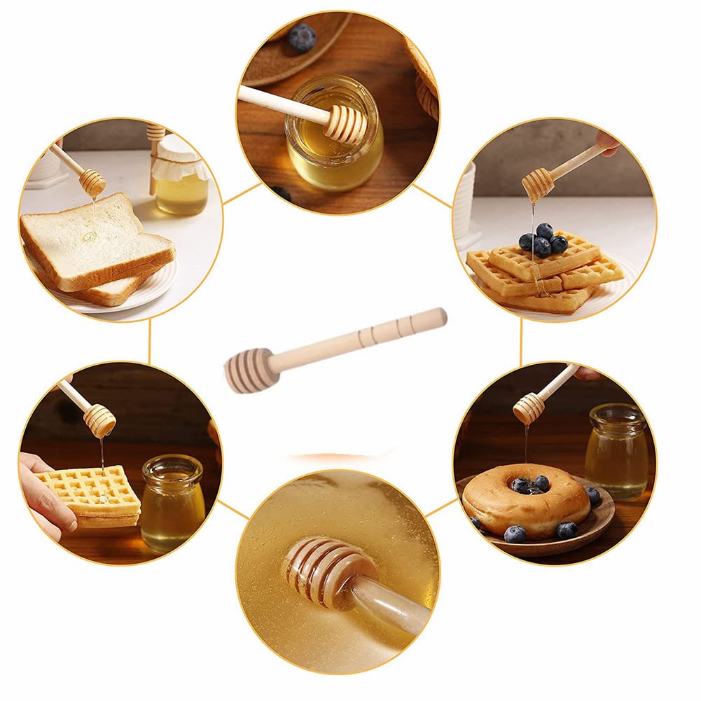 10 Pack 4 Inch Wood Honey Dippers Sticks, Mini Honey Dipper Stirrer for Honeycomb Jar Dispense Drizzle