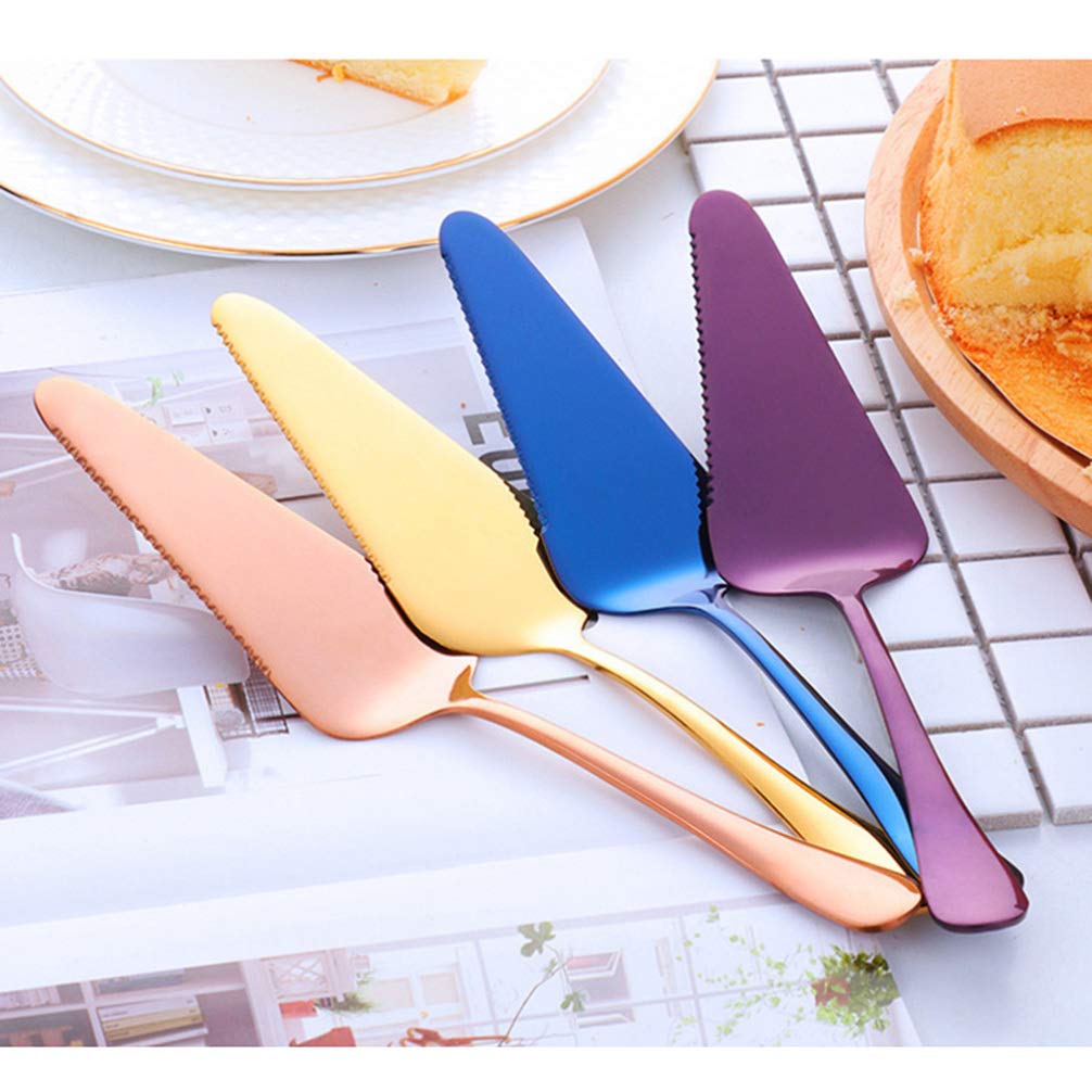 Hemoton Pizza Pie Cake Server with Serrated Edge,Stainless Steel Pizza Cake Cutter, Pizza Pastry Server Spatula,Cake Shovel, Tart Pastry Dessert Slicer, Pie Cutter Server (Purple)