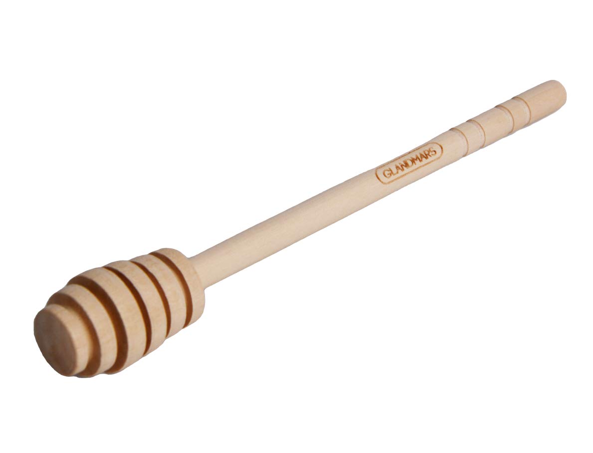 Glandmars Honey Dipper Stick Wooden-Dippers Long Honeycomb Drizzle 6 inch Stirrer Spoon Honey Drizzle stick 3.15x7