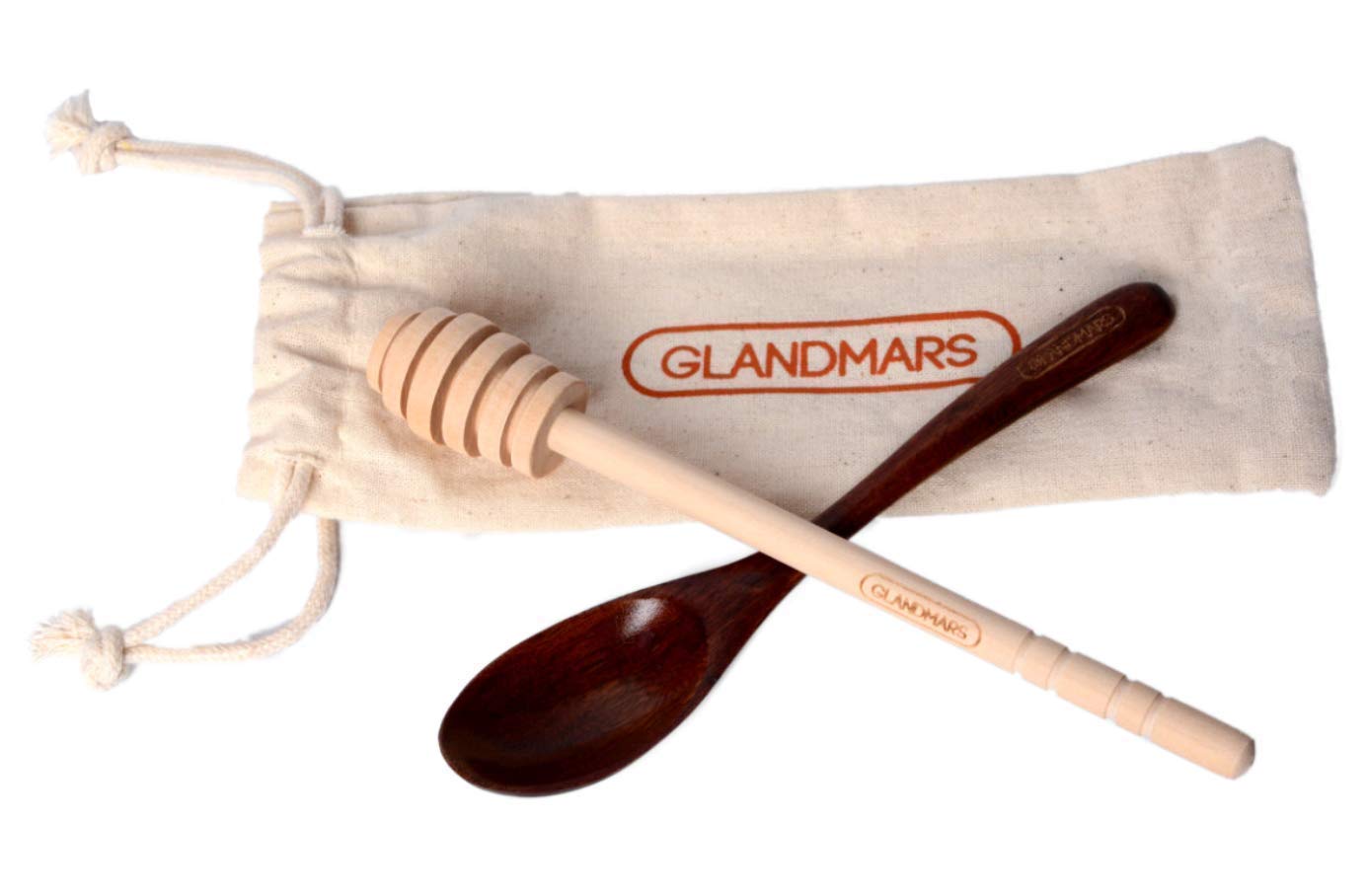 Glandmars Honey Dipper Stick Wooden-Dippers Long Honeycomb Drizzle 6 inch Stirrer Spoon Honey Drizzle stick 3.15x7