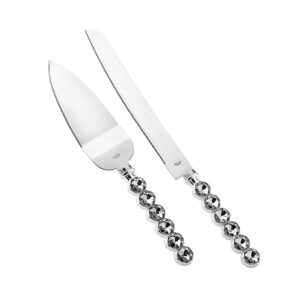 fashioncraft 2557 glitz and glamour silver cake server set with large rhinestones - wedding cake knife and server set