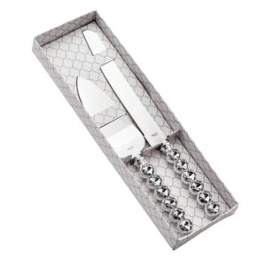 Fashioncraft 2557 Glitz and Glamour Silver Cake Server Set with Large Rhinestones - Wedding Cake Knife and Server Set