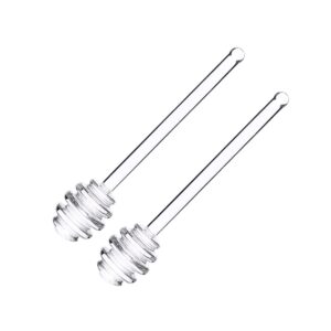 gshllo 2 pcs glass honey dippers honey stirring sticks mini honeycomb sticks jam syrup stirring wands small honey stirrers honey drizzler sticks honey jar favors honey servers for tea