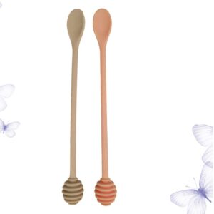 2PCS Silicone Syrup Dipper Honey Dipper Stick: Long Handle Syrup Dipper Stick Honey Mixing Stirrer Spoon Silicone Mixing Spoon for Coffee Tea Honey (Random Color)