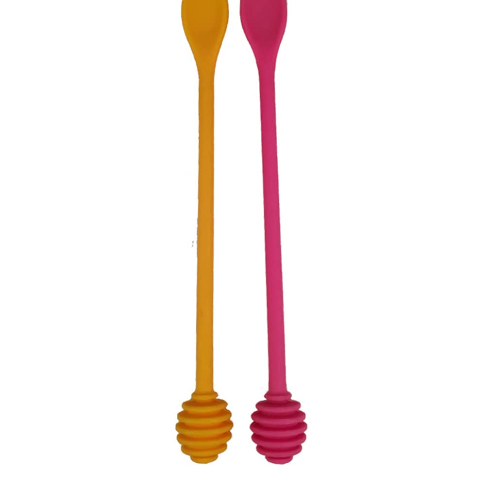 2PCS Silicone Syrup Dipper Honey Dipper Stick: Long Handle Syrup Dipper Stick Honey Mixing Stirrer Spoon Silicone Mixing Spoon for Coffee Tea Honey (Random Color)