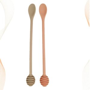 2PCS Silicone Syrup Dipper Honey Dipper Stick: Long Handle Syrup Dipper Stick Honey Mixing Stirrer Spoon Silicone Mixing Spoon for Coffee Tea Honey (Random Color)