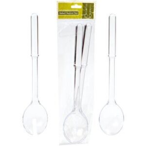 clear plastic salad server spoons set, 11 1/2"