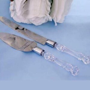 Decoration for All Occasions Silver Clear Knife and Server Crystal Handles Cake Serving Set Wedding Supplies DFAO-1-Z4740