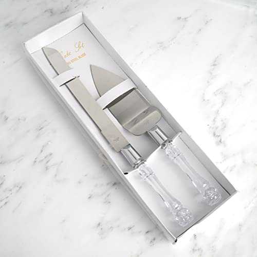 Decoration for All Occasions Silver Clear Knife and Server Crystal Handles Cake Serving Set Wedding Supplies DFAO-1-Z4740