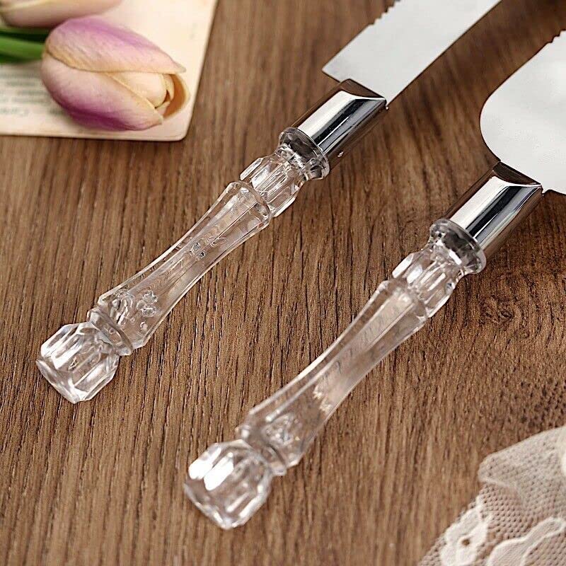 Decoration for All Occasions Silver Clear Knife and Server Crystal Handles Cake Serving Set Wedding Supplies DFAO-1-Z4740