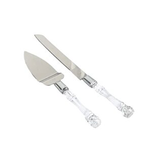 Decoration for All Occasions Silver Clear Knife and Server Crystal Handles Cake Serving Set Wedding Supplies DFAO-1-Z4740