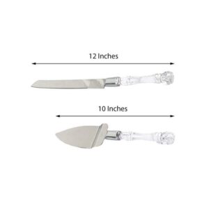 Decoration for All Occasions Silver Clear Knife and Server Crystal Handles Cake Serving Set Wedding Supplies DFAO-1-Z4740