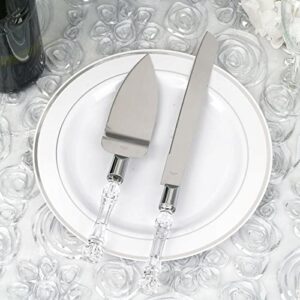 Decoration for All Occasions Silver Clear Knife and Server Crystal Handles Cake Serving Set Wedding Supplies DFAO-1-Z4740