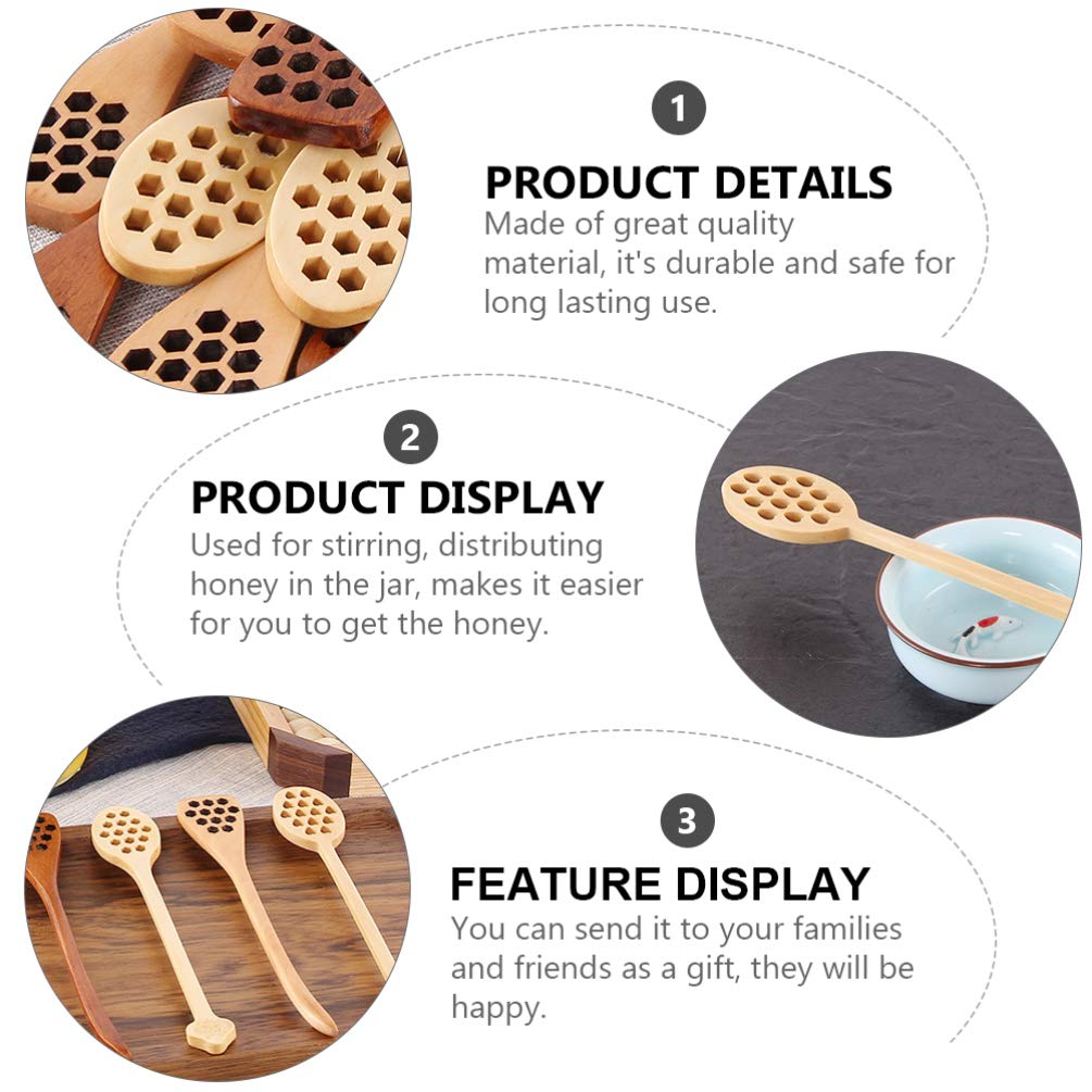 YARDWE 4pcs Honey Mixing Spoon Honey Stirring Spoon Wooden Honey Dipper Wooden Spoons Wooden Coffee Spoon Honey Spoon Honey Stir Stick Mini Blender Stirring Stick Honey Stick