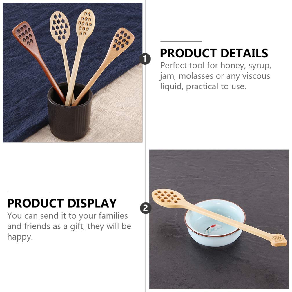 YARDWE 4pcs Honey Mixing Spoon Honey Stirring Spoon Wooden Honey Dipper Wooden Spoons Wooden Coffee Spoon Honey Spoon Honey Stir Stick Mini Blender Stirring Stick Honey Stick