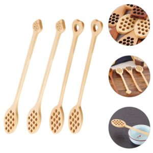 YARDWE 4pcs Honey Mixing Spoon Honey Stirring Spoon Wooden Honey Dipper Wooden Spoons Wooden Coffee Spoon Honey Spoon Honey Stir Stick Mini Blender Stirring Stick Honey Stick