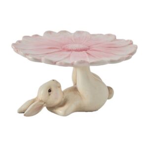 december diamonds spring confections 8" bunny on back dessert server, multicolor