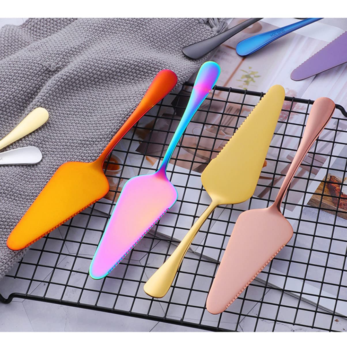 BESTonZON Cake Servers Rose Gold Cake Knife Slicer Stainless Steel Pie Cake Spatula Pie Cutter Pizza Server Server Cake Cutter Cake Servers Rose Gold Cake Knife Slicer