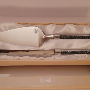 Oleg Cassini Crystal Hematite Cake Knife & Server set