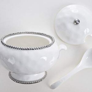 Pampa Bay Porcelain Soup Tureen and Ladle (White and Silver)