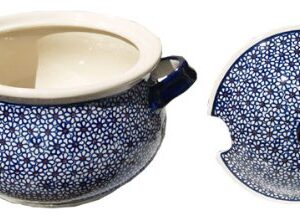 Polish Pottery Soup Tureen with Ladle Zaklady Ceramiczne Boleslawiec 1004/1367-120 Classic Pattern, 13.4 cups