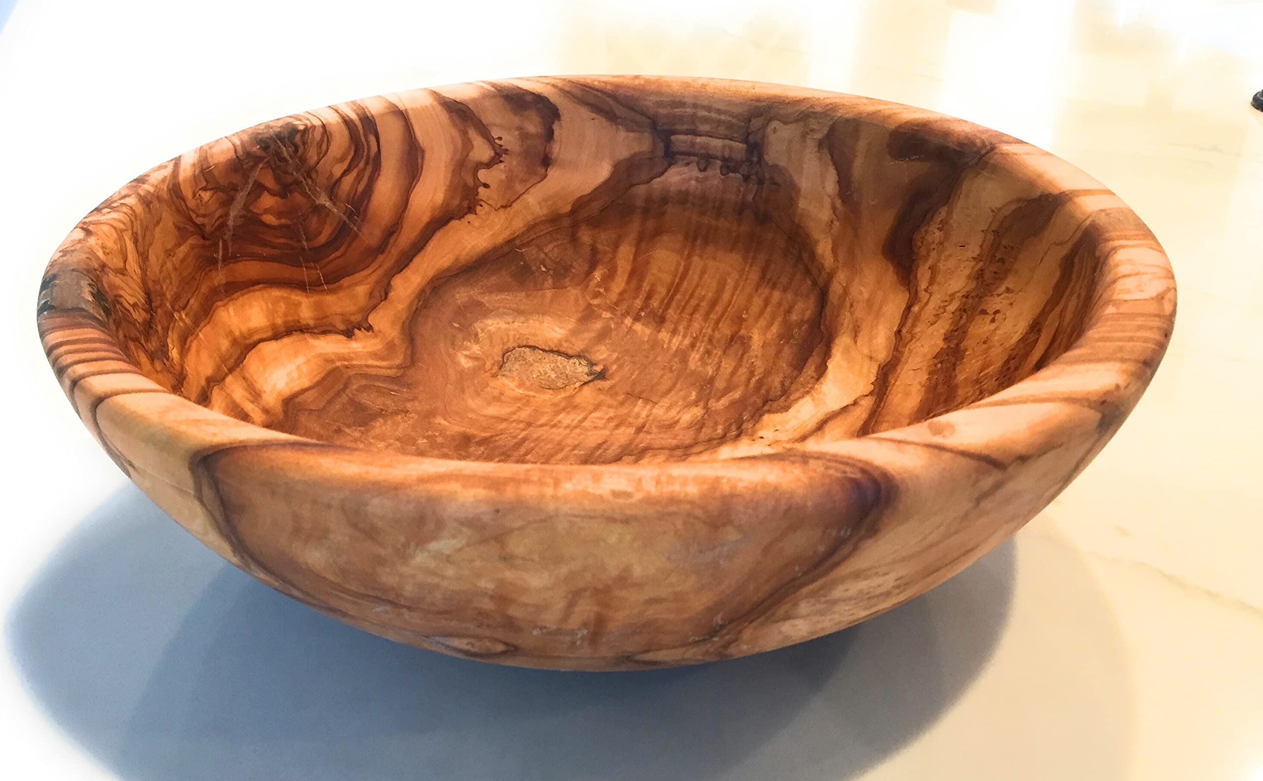 ORCHARD HARDWOODS 12" Artisan Olive Wood Serving Bowl/Centerpiece Rare Decorative Wooden Bowl for Fruit, Salad, Snacks, Chips. Popcorn. In Small 6", Med 7", Lg 8", XL 11", XXL 12". (XXL 12 inch)