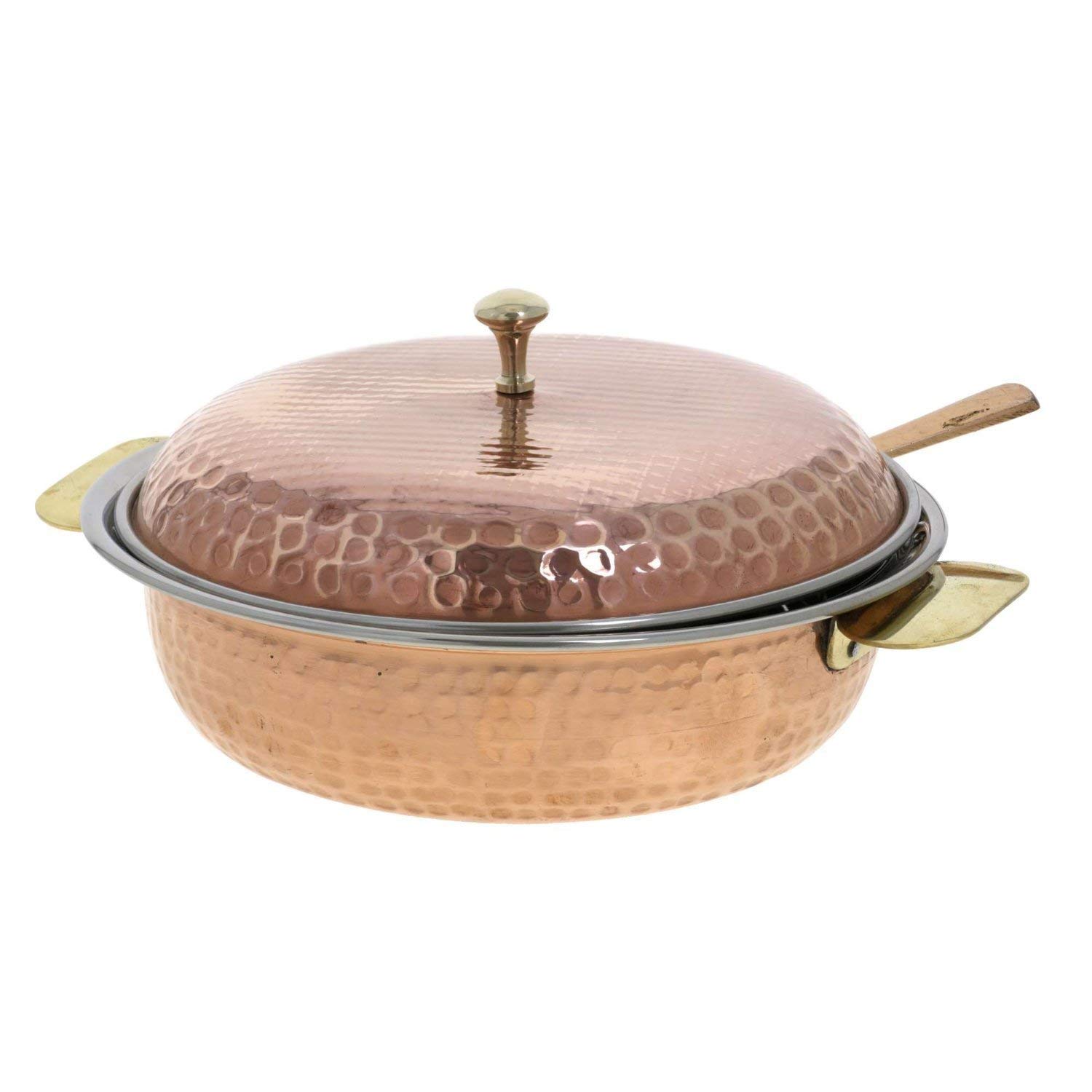 PARIJAT HANDICRAFT Indian Serveware Donga Copper Serving Bowl Tureen With Spoon