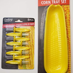 Cooking Concepts Corn on the Cob 4pc tray set & 8pc corn holders BUNDLE