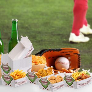 Hoolerry 2lb Sports Ball Party Decorations Paper Food Trays Disposable Food Boats Serving Trays Ball Theme Birthday Party Decorations Supplies(Baseball, 60 Pcs)